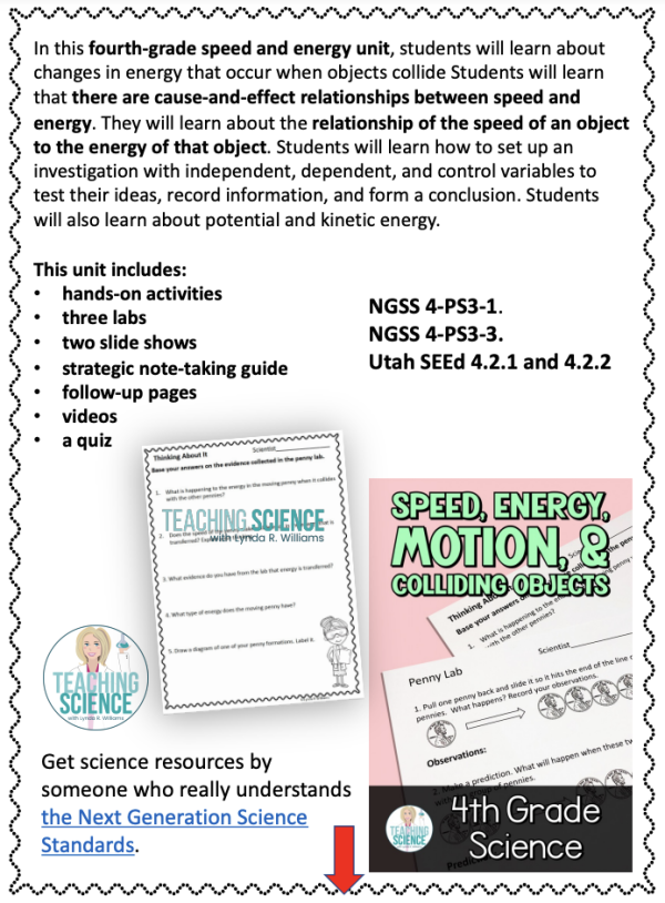 Energy, Speed, and Colliding Objects for Fourth Grade