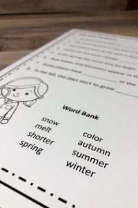 Seasons and Daylight Patterns First Grade