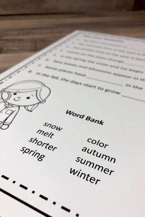 Seasons and Daylight Patterns First Grade