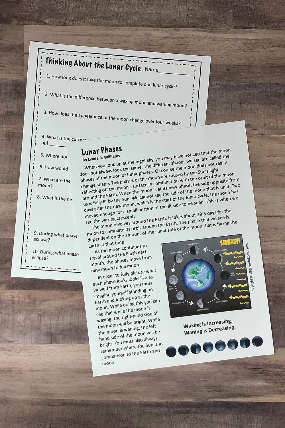 Developing Models Earth, Moon, and Sun System