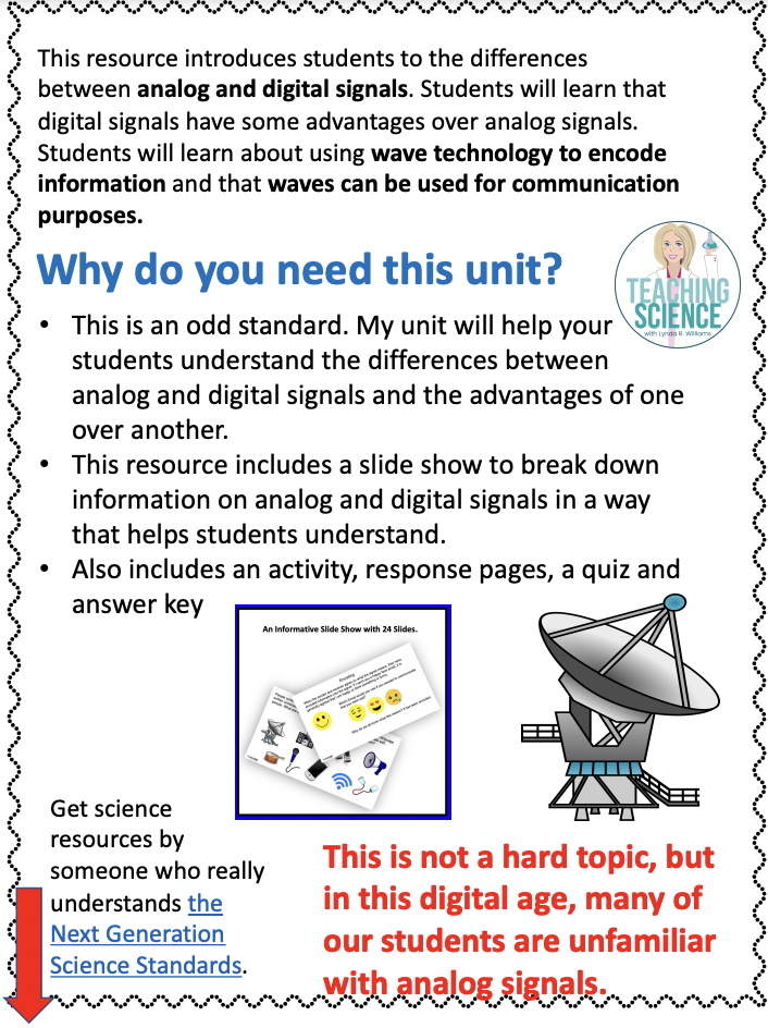 Analog and Digital Signals Unit NGSS MS-PS4-3