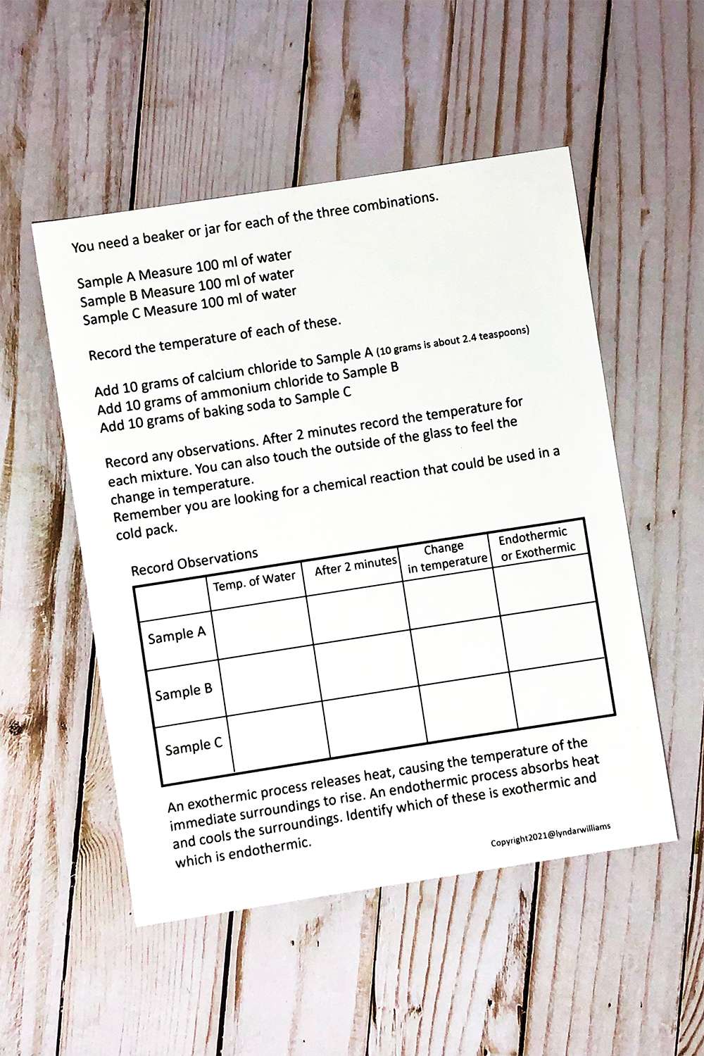 Exothermic and Endothermic Reactions - Middle School Science Unit ...