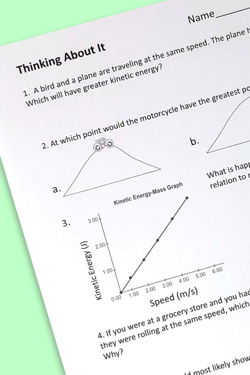 Kinetic Energy Graphing Relationships of Mass and Speed