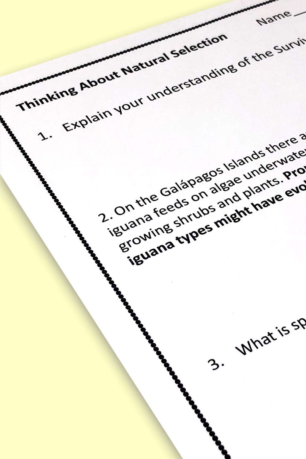 Natural Selection Middle School Science