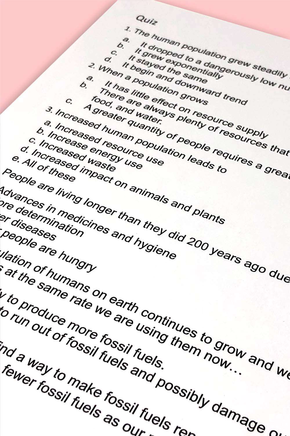 Human Population and Resource Consumption