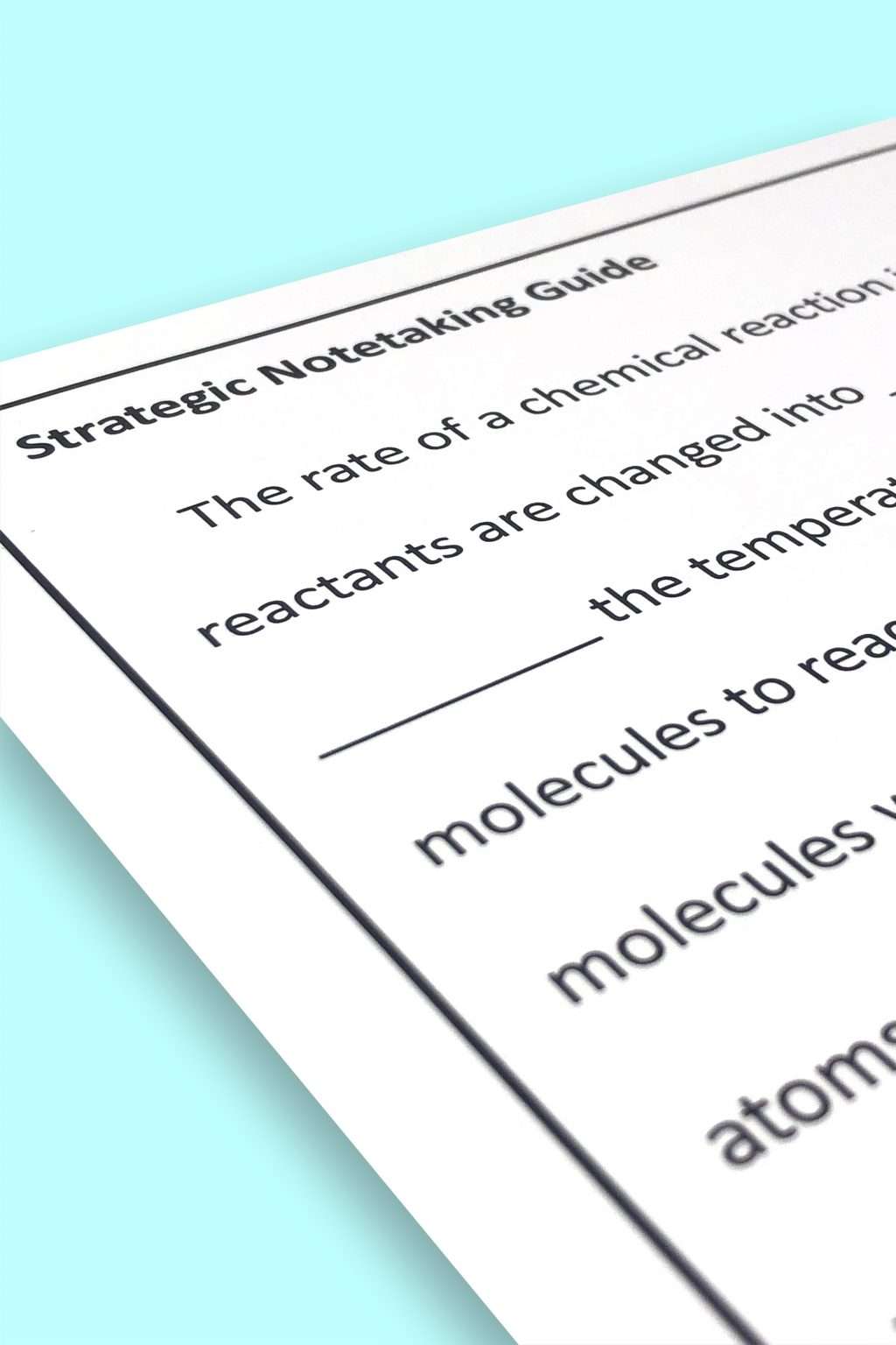 Temperature and Rate of Chemical Reaction Unit for Middle School