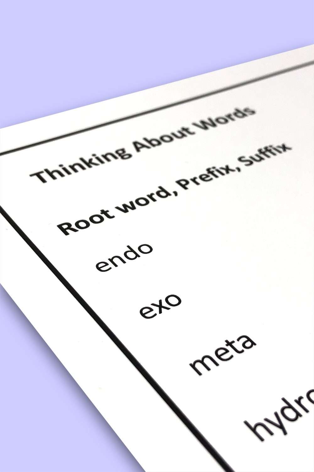 Science Root Words, Prefixes, and Suffixes