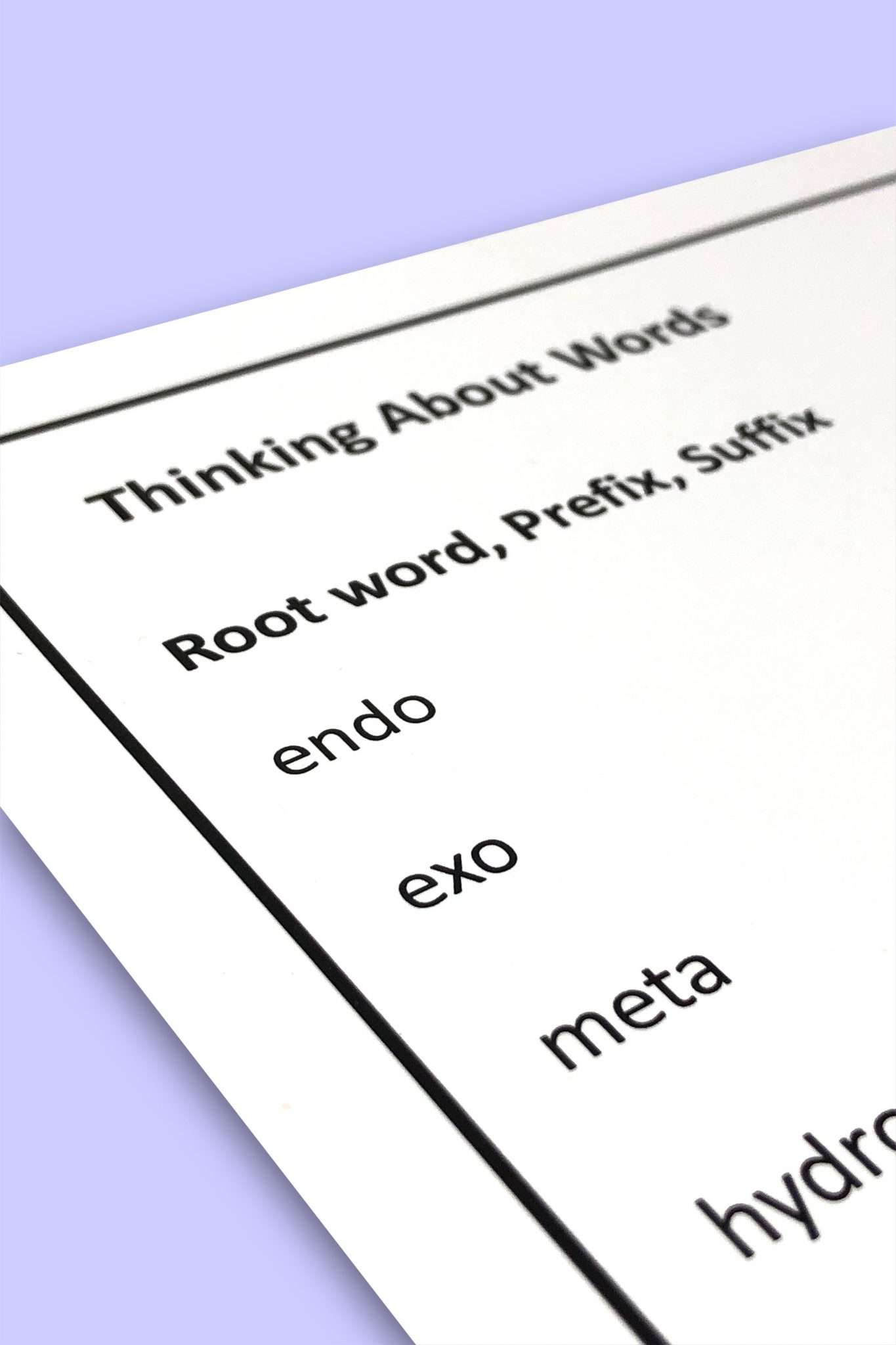 Science Root Words, Prefixes, and Suffixes