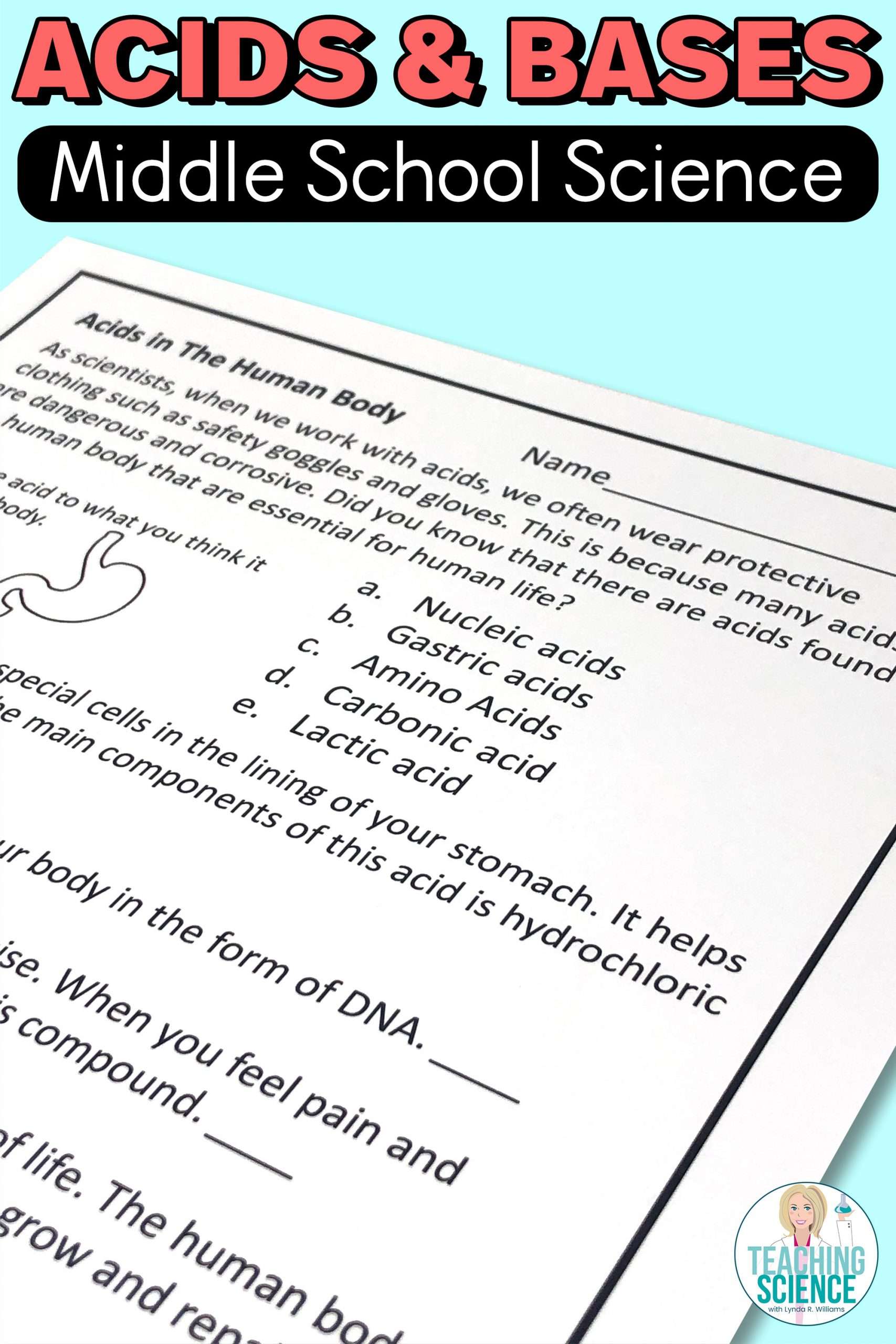 Acids and Bases Unit for Middle School Science