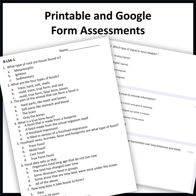 South Carolina Eighth Grade Assessments- Science Quizzes