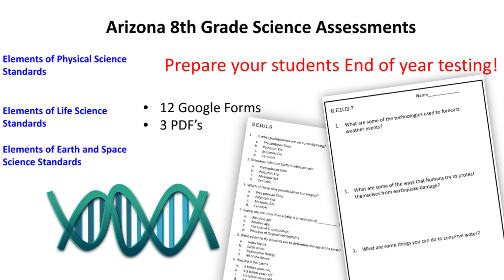 Arizona Eighth Grade Assessments - Science Quizzes