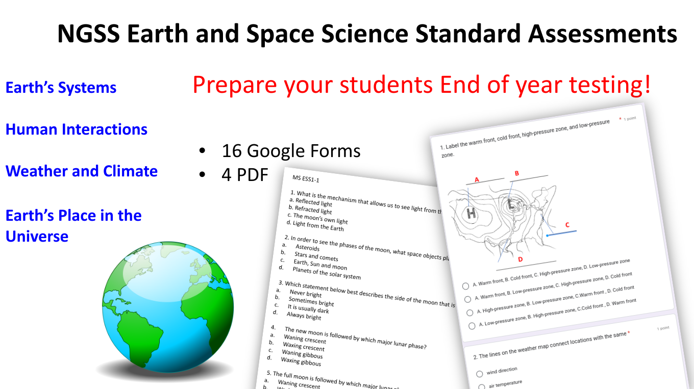 NGSS Earth and Space Science Assessments Science Quizzes