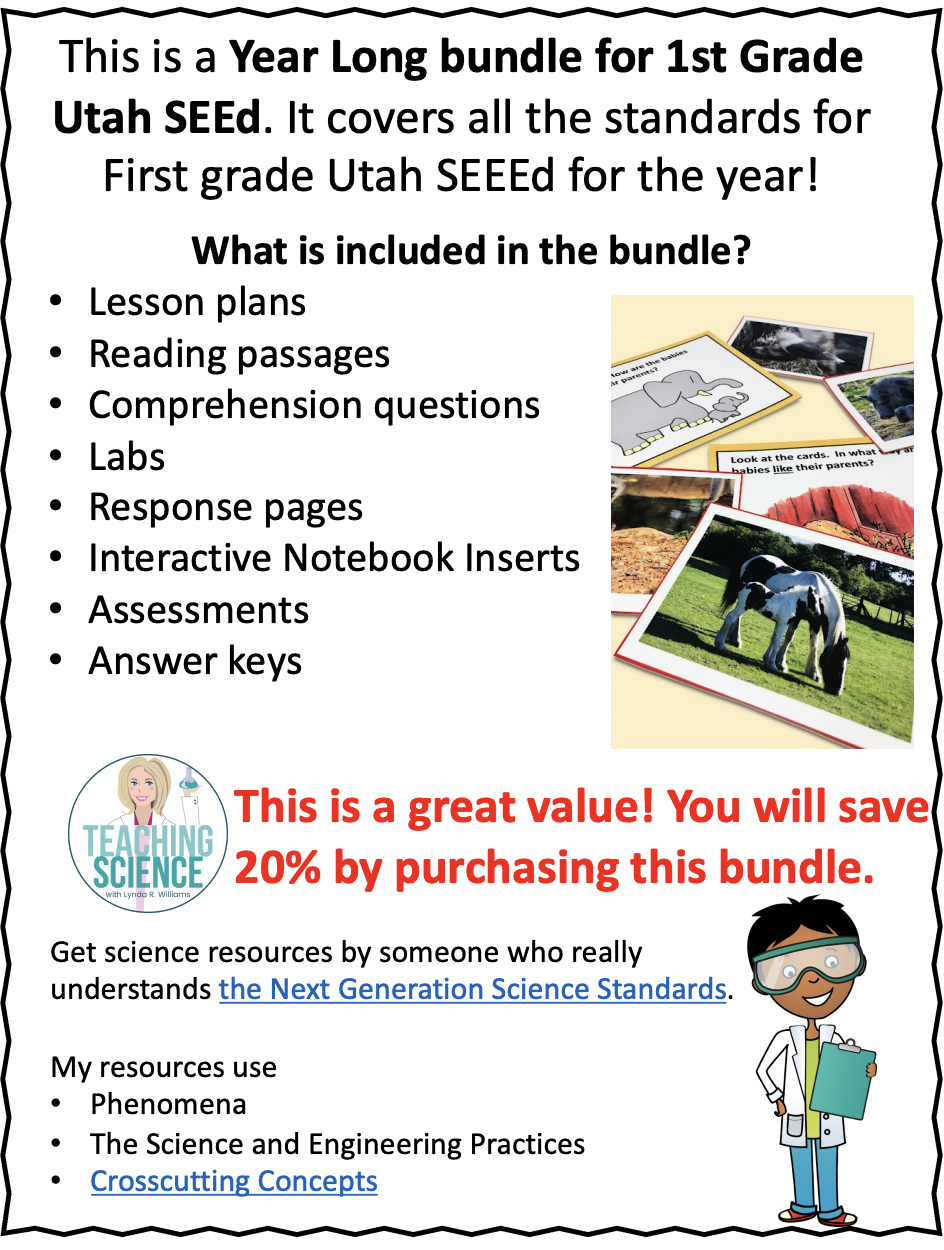 Utah SEEd Standards First Grade Science Bundle