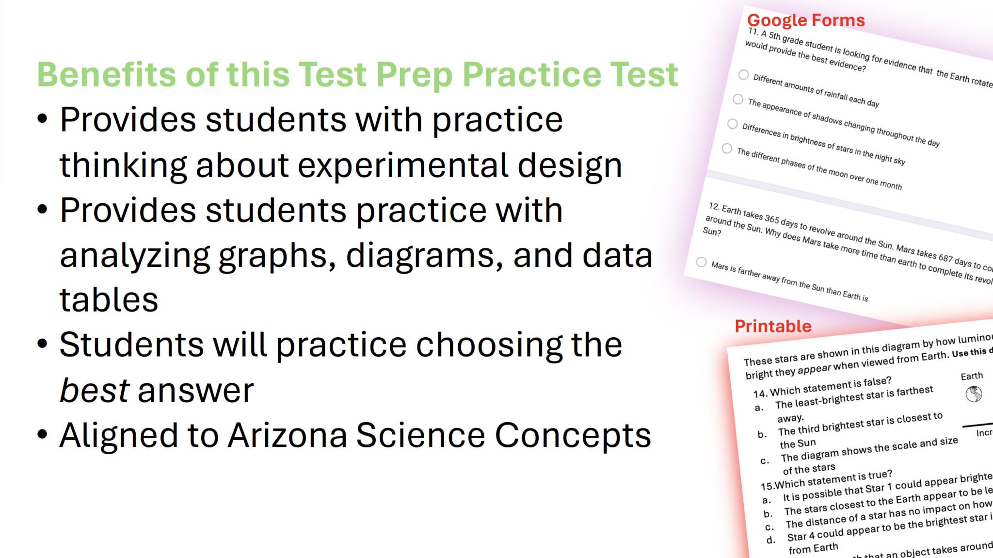 AzSci Practice Test for Arizona 5th Grade Science Test Prep and Science ...