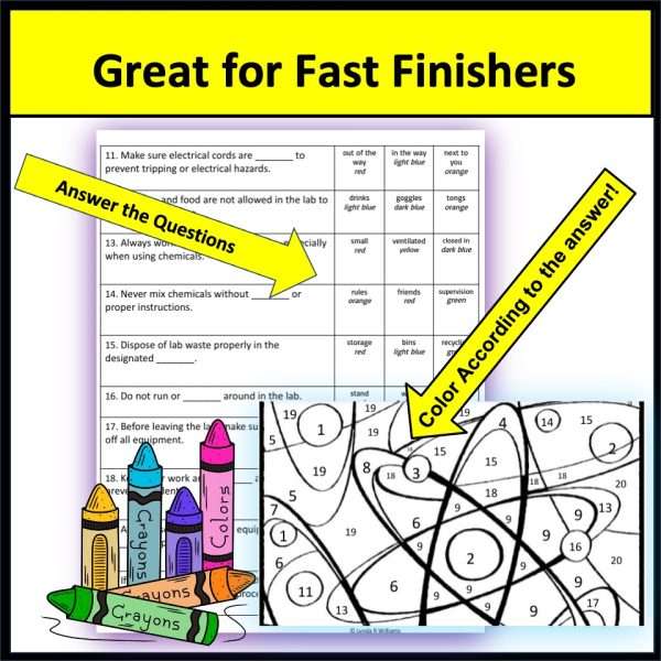 Lab Safety Color By Number Review and Practice Worksheet