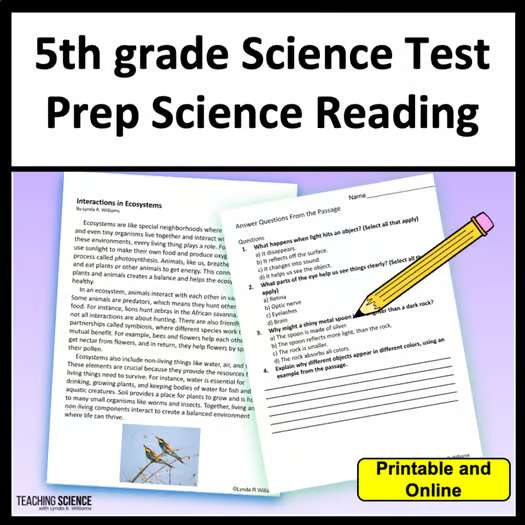 5th Grade Science Test Prep Reading Passages and Questions