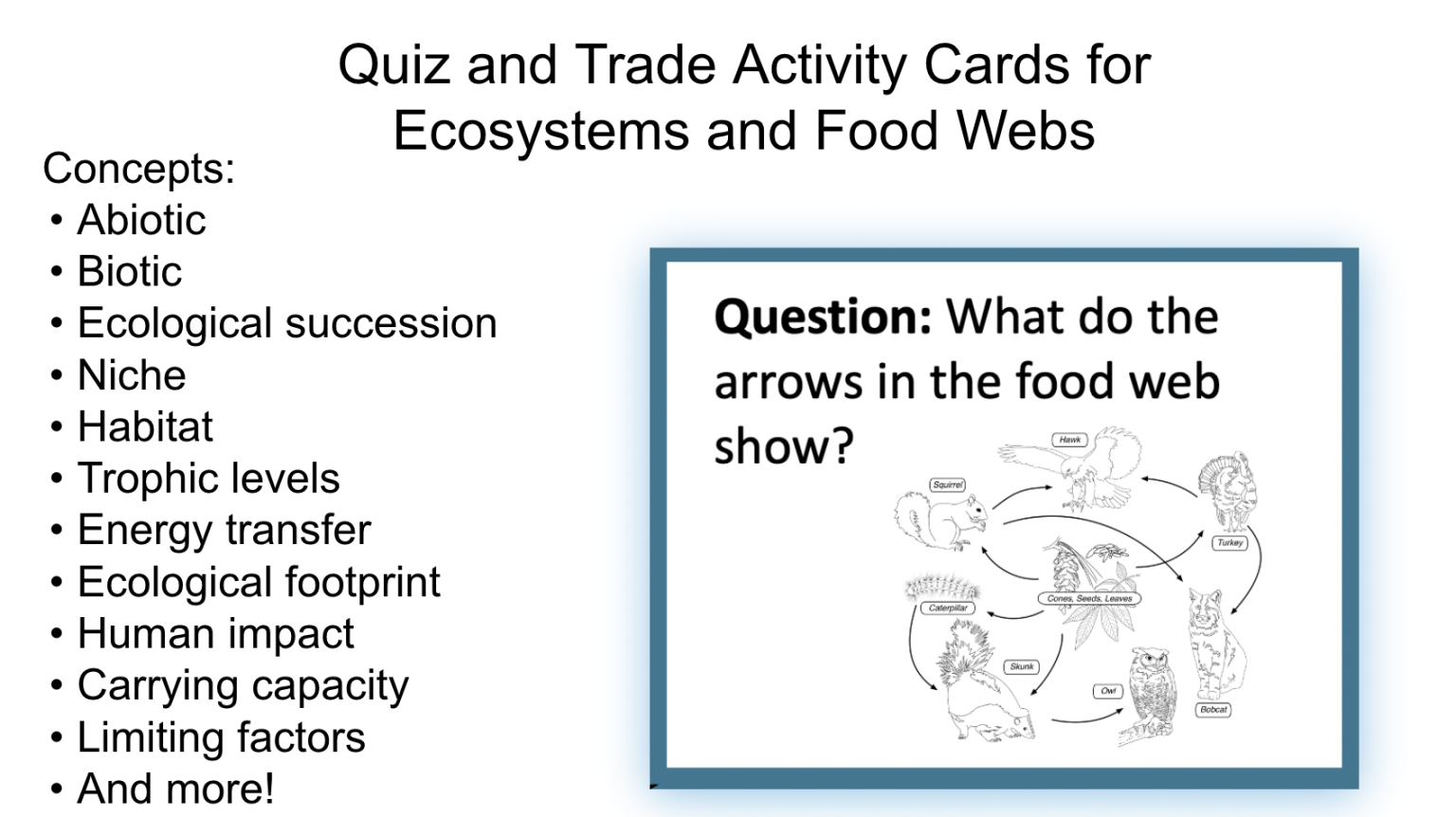 Ecosystems and Food Webs Quiz and Trade Activity - Teaching Science ...